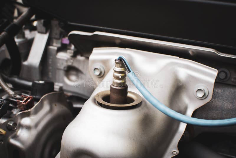 Oxygen Sensor O2 in the Exhaust Pipe. Stock Image - Image of diesel ...