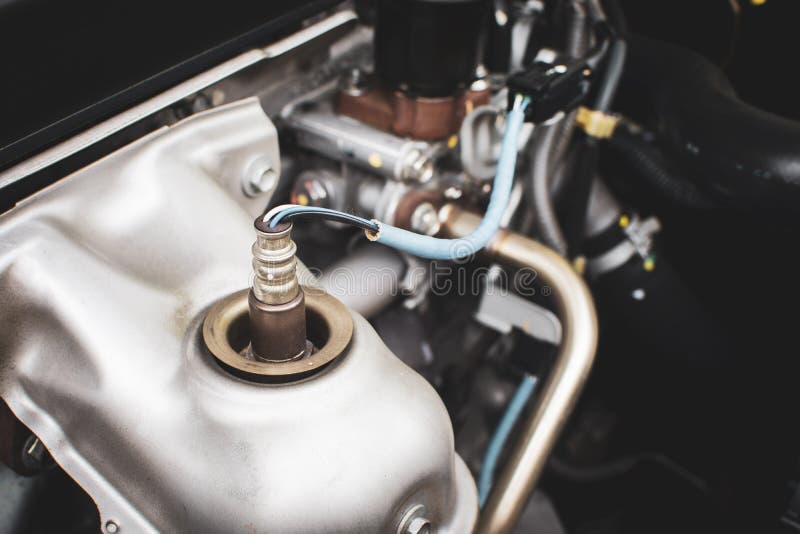 Oxygen Sensor O2 in the Exhaust Pipe. Stock Image - Image of mechanical ...