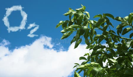 Oxygen sign from clouds. stock image. Image of liquid - 5853673