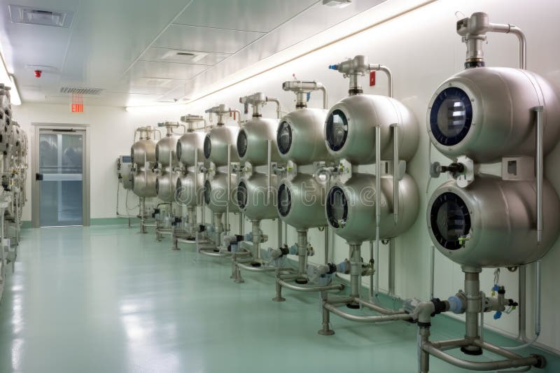 Oxygen Supply Valves in a Hyperbaric Facility Stock Illustration ...