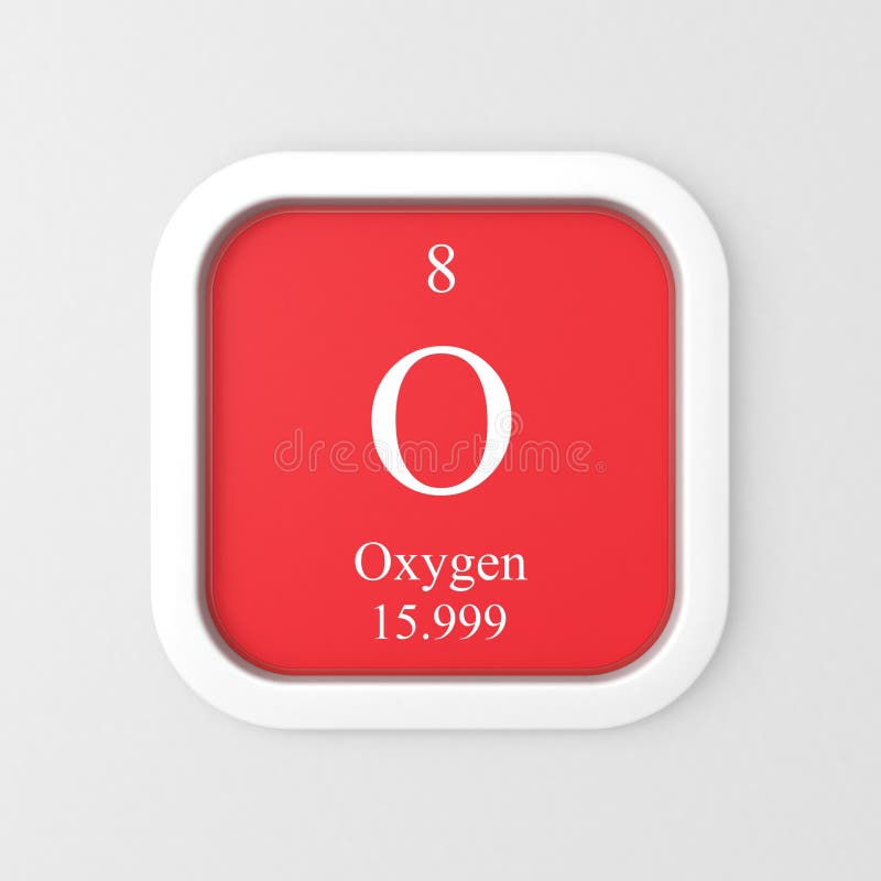 Oxygen Symbol on Red Rounded Square Stock Illustration - Illustration ...