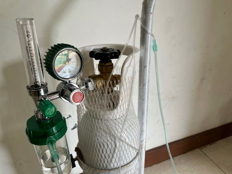Oxygen tank in a house. stock image. Image of paramedic - 266633527