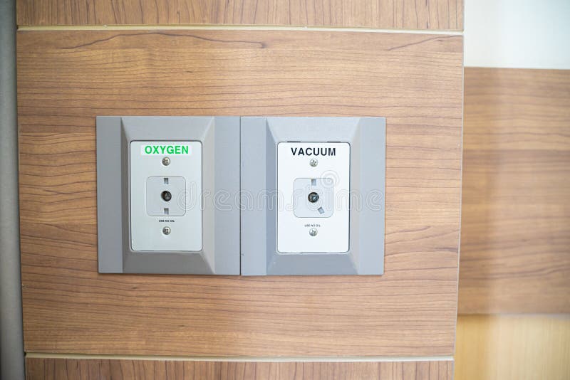 Oxygen and Vacuum Plug on the Wall Stock Photo - Image of medicine ...