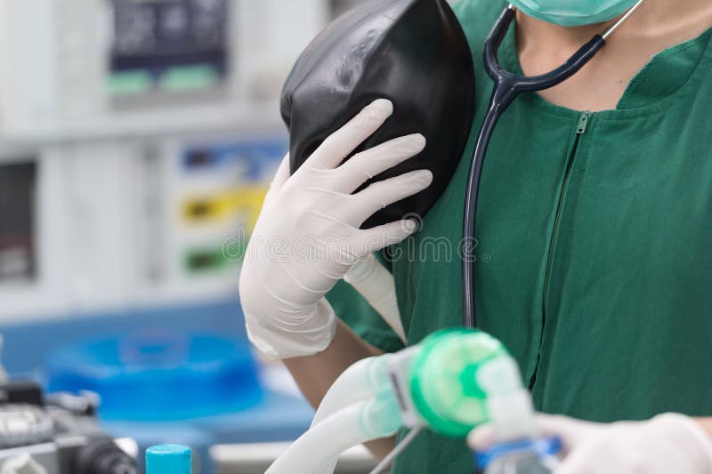 Pre Oxygenation Chin Lift Position with Holding Oxygen Mask Stock Photo ...