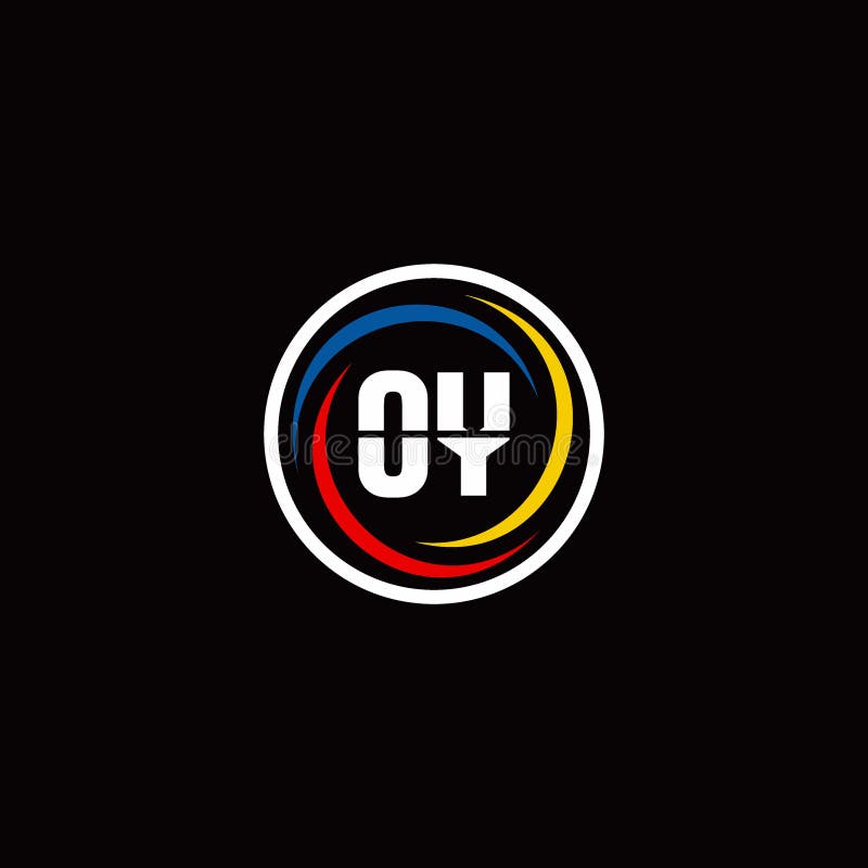 OY Monogram Logo Isolated on Circle Shape with 3 Slash Colors Rounded ...