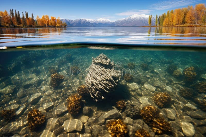 Oyster Bed in a Crystal Clear Lake, Water Movement Stock Image - Image ...