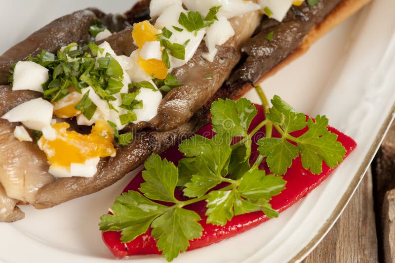 Oyster Mushroom Tapas with Egg Stock Photo - Image of closeup, lunch ...