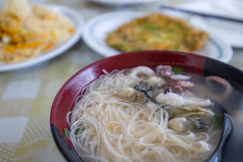 Oyster Rice Noodle Soup in Taiwan Stock Image - Image of vermicelli ...