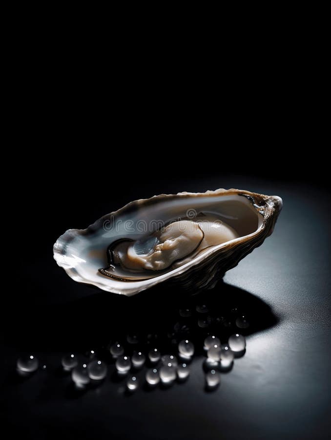 Oyster Shell with Pearls in the Dark Background. Stock Photo - Image of ...
