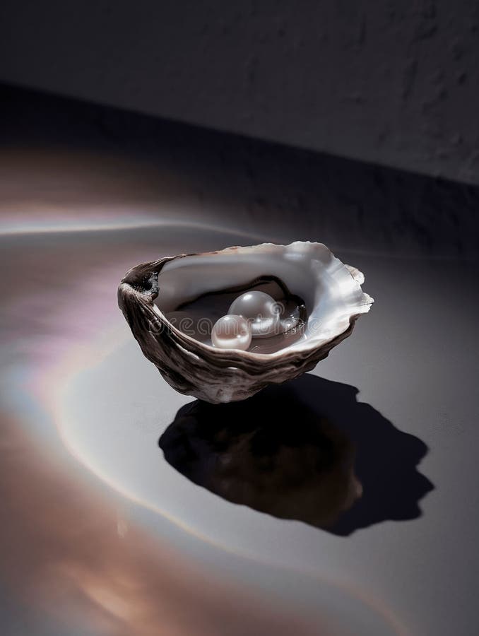 Oyster Shell with Pearls in the Dark Background. Stock Photo - Image of ...