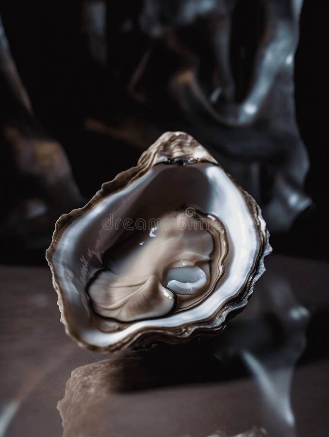 Oyster Shell with Pearls in the Dark Background. Stock Image - Image of ...