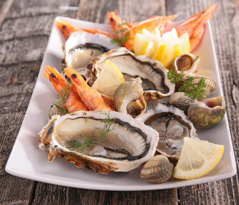Oyster, Shrimp and Shellfish Stock Photo - Image of restaurant, luxury ...