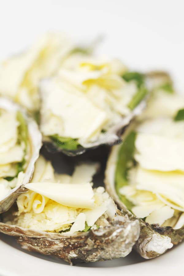 Oysters with Cheese and Basil Stock Photo - Image of basil, dish: 30021894