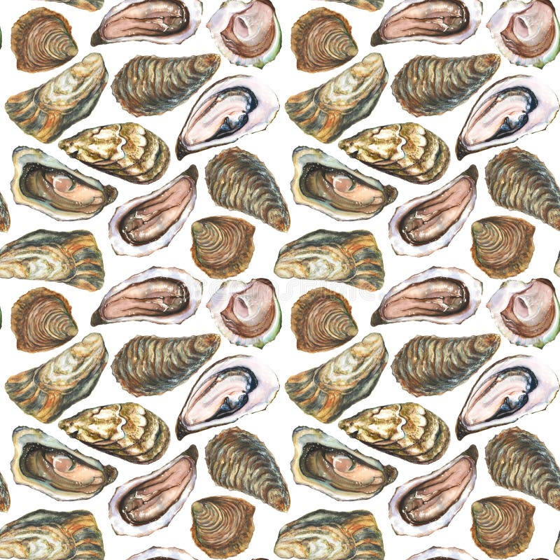 Oysters seamless pattern stock illustration. Illustration of luxurious ...