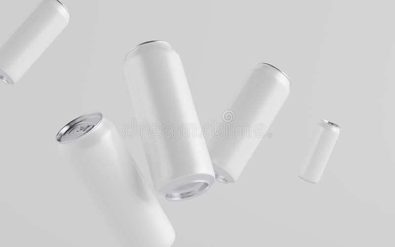 16 Oz. / 500ml Aluminium Can Mockup - Multiple Floating Cans. Blank ...