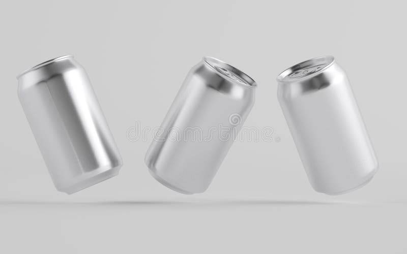 12 Oz. / 350ml Aluminium Can Mockup - Three Floating Cans. 3D ...