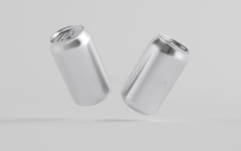 12 Oz. / 350ml Aluminium Can Mockup - Two Cans. 3D Illustration Stock ...