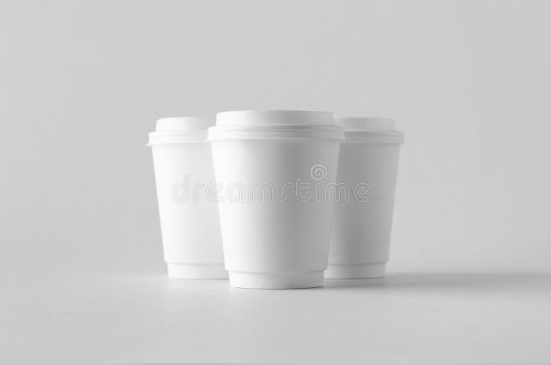 8 Oz. White Double Wall Coffee Paper Cup Mock-up with Lid Stock ...