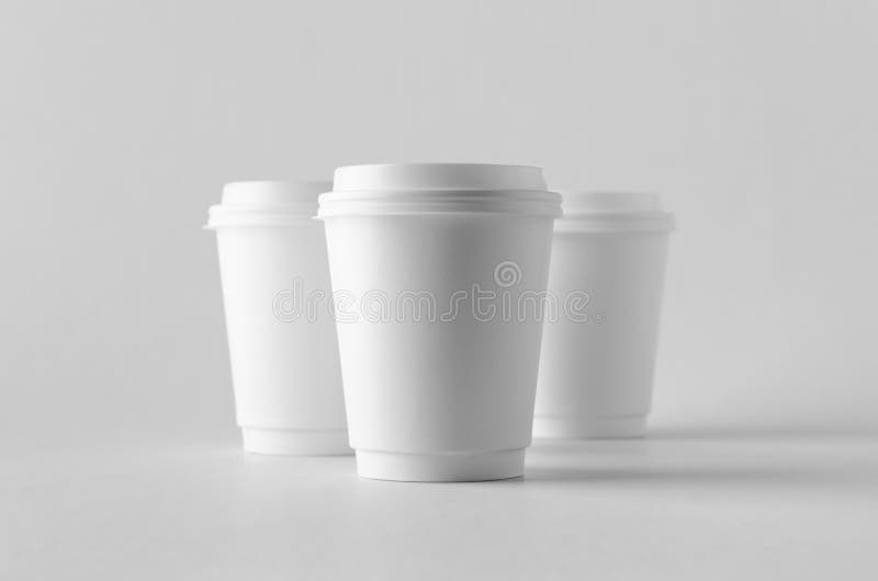 8 Oz. White Double Wall Coffee Paper Cup Mock-up with Lid Stock ...