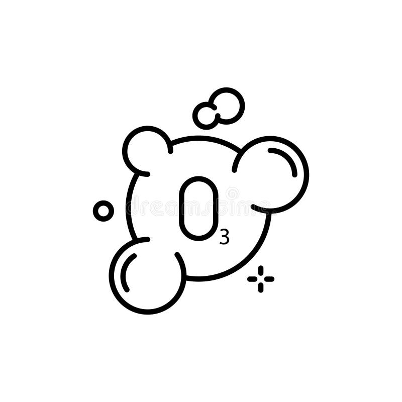 Ozonation Icon Set. O3 Molecule Cleaning Vector Symbol in a Black ...