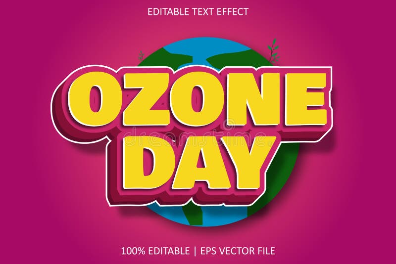 Ozone Day with Modern Style Editable Text Effect Stock Vector ...