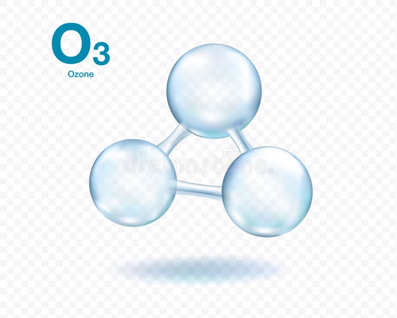 Ozone Molecule Model Set Isolated on Transparent Background. Vector ...