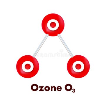Ozone O3 Molecule Model with Three Oxygen Atoms Forming a Triangular ...