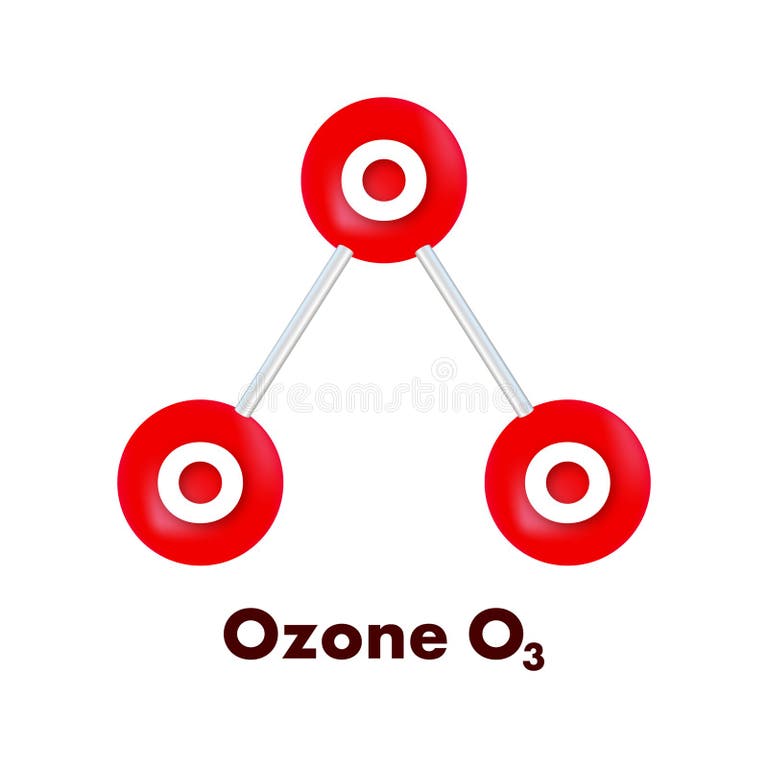 Ozone O3 Molecule Model with Three Oxygen Atoms Forming a Triangular ...