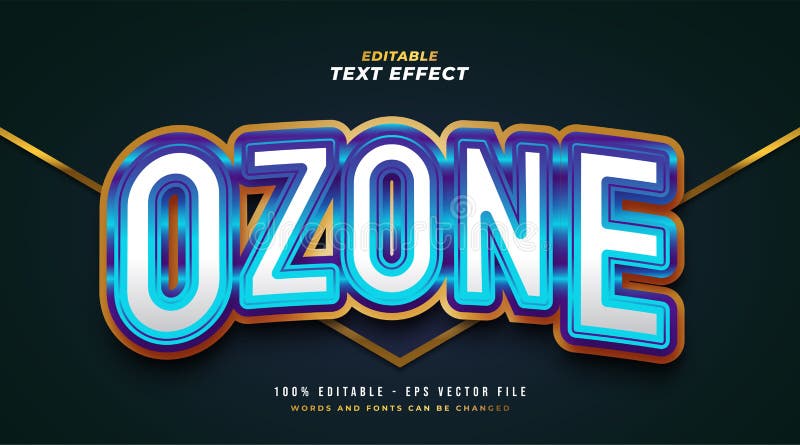 Ozone Text in White, Blue and Gold with Glossy and Embossed Effect ...