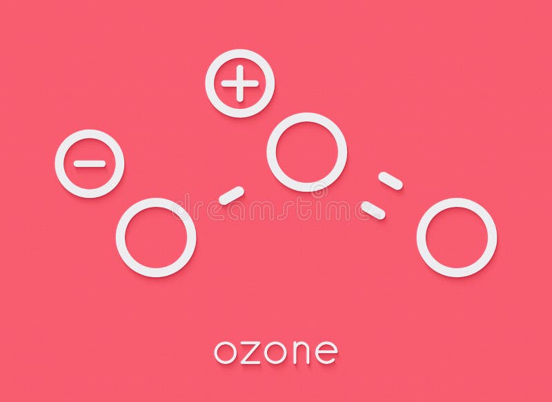 Ozone Trioxygen, O3 Molecule, Chemical Structure. Skeletal Formula ...