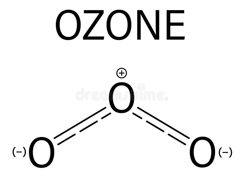 Ozone or Trioxygen, O3 Molecule, Chemical Structure. Skeletal Formula ...