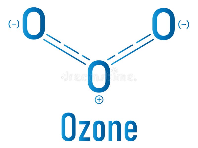 Ozone or Trioxygen, O3 Molecule, Chemical Structure. Skeletal Formula ...