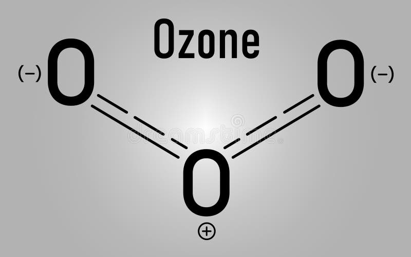 Ozone or Trioxygen, O3 Molecule, Chemical Structure. Skeletal Formula ...