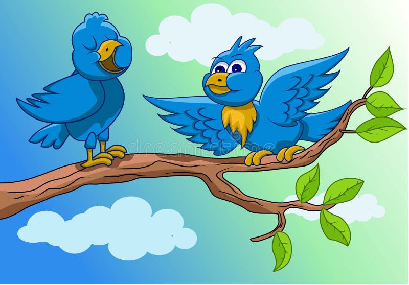 Pájaros Azules De La Conversación Dos Stock de ilustración ...
