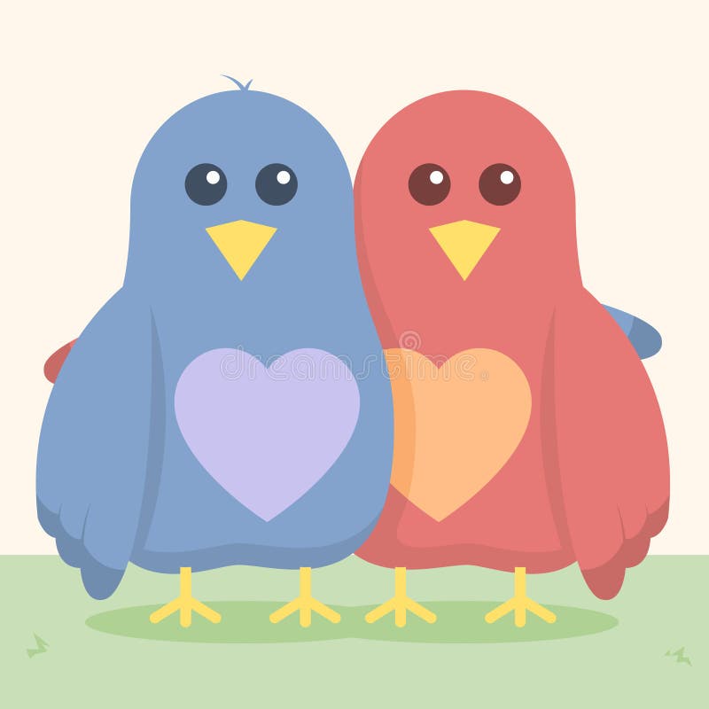 El Besarse De Los Pájaros Del Amor De La Historieta Dos Ilustración del ...