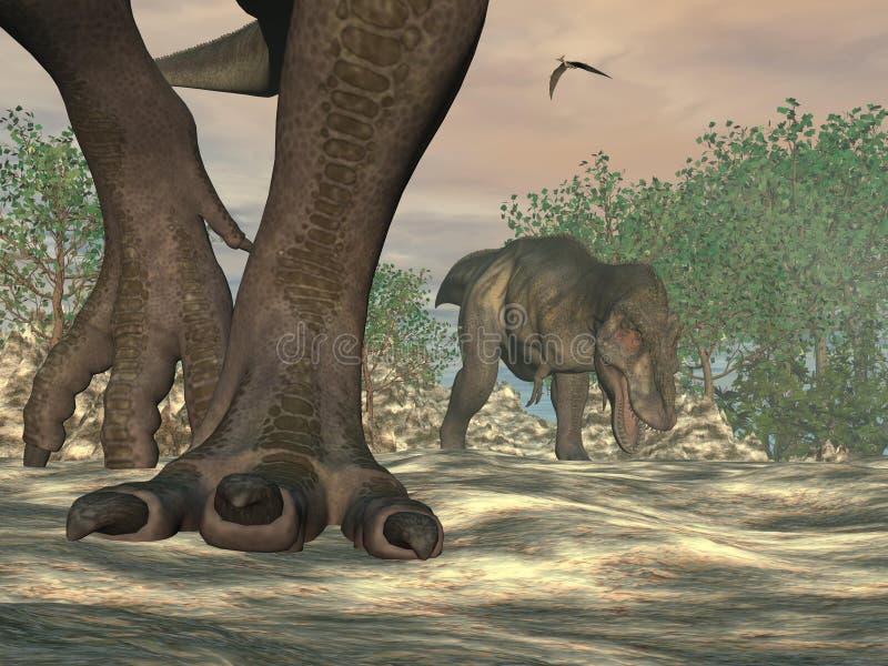 Pés Do Dinossauro Do Rex Do Tiranossauro - 3D Rendem Ilustração Stock ...