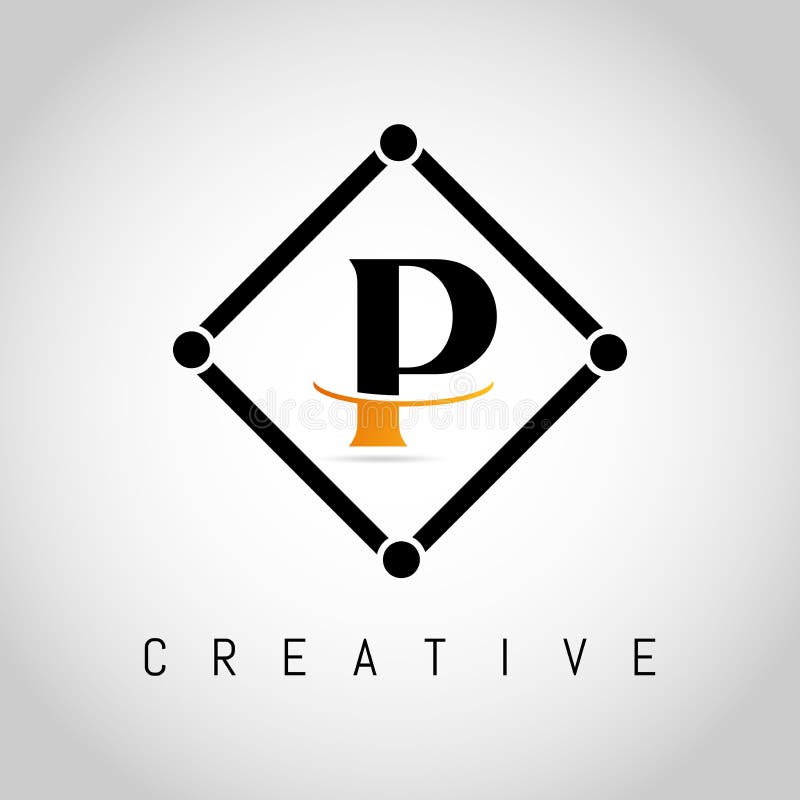 P Square Framed Letter Logo Design Vector . Stock Vector - Illustration ...