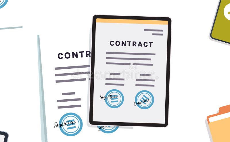 Contract Closing Agreement with Paper and Digital Signature Stamp ...