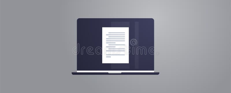 Document on Laptop and Paper Scan Flat Vector. Stock Vector ...