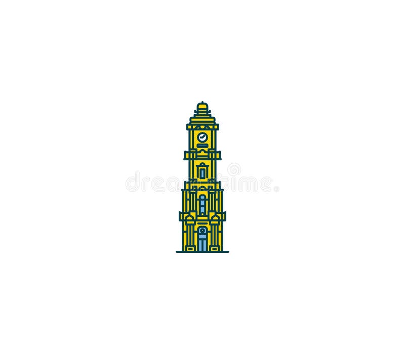 Dolmabahce Clock Tower Symbol and City Landmark. Stock Vector ...