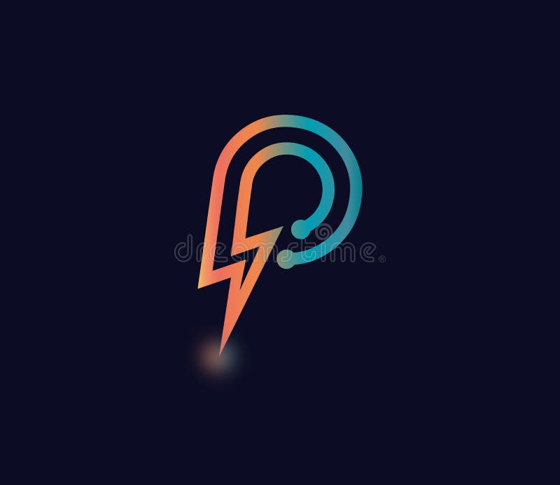 P Alphabet Electric Logo Design Concept Stock Vector - Illustration of ...