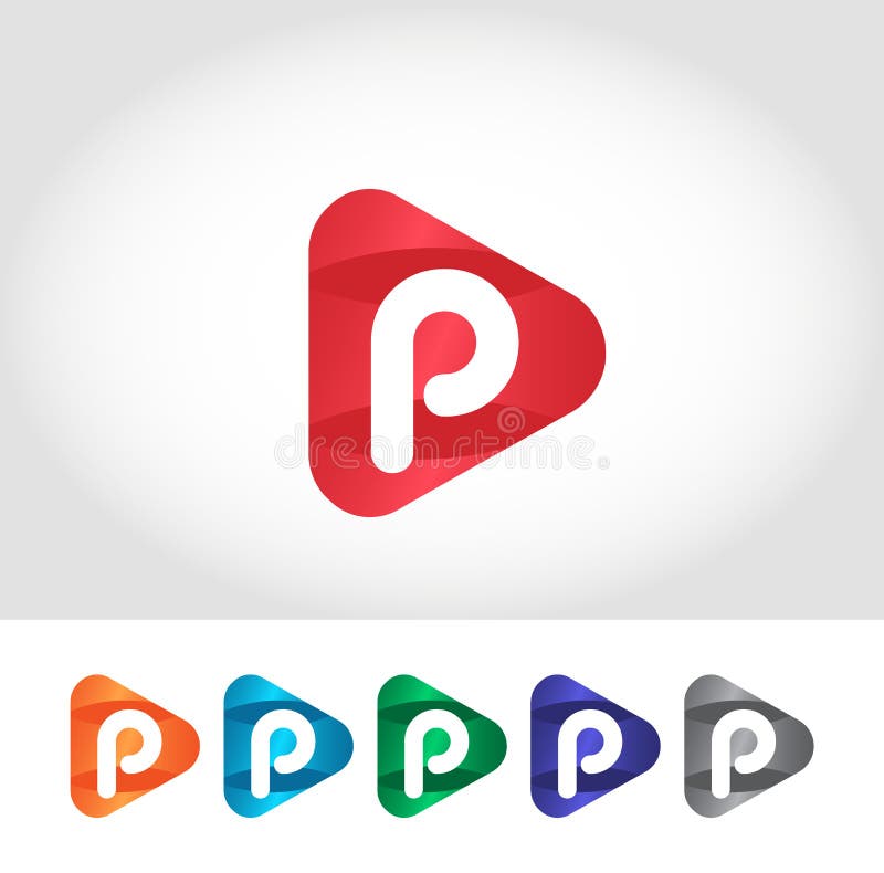 P Alphabet Play Logo Design Concept Stock Vector - Illustration of blue ...