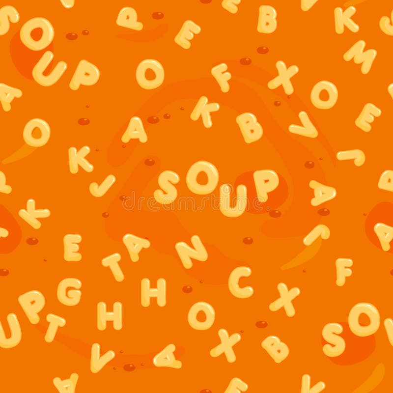 Alphabet Pasta Soup Seamless Pattern. Homemade Soup Background with ...