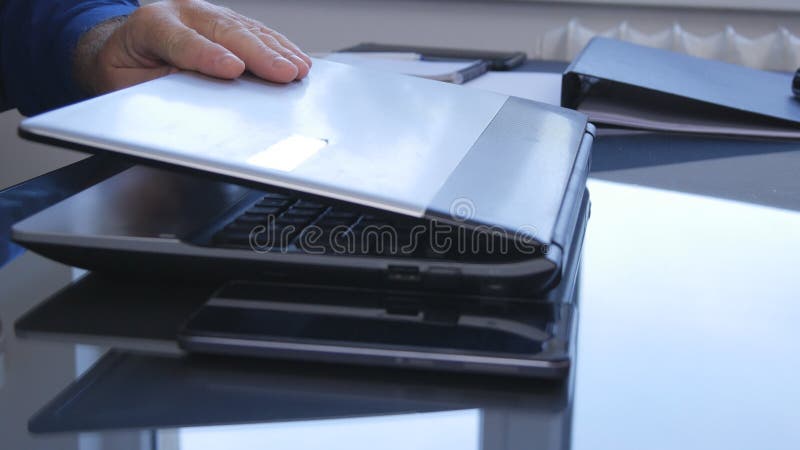 Businessperson Hands Image Opening Laptop Screen in Office Stock Photo ...
