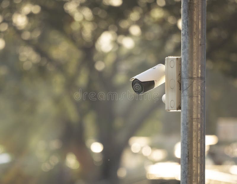 P CCTV Camera Install on Pole is Home Security System Stock Photo ...