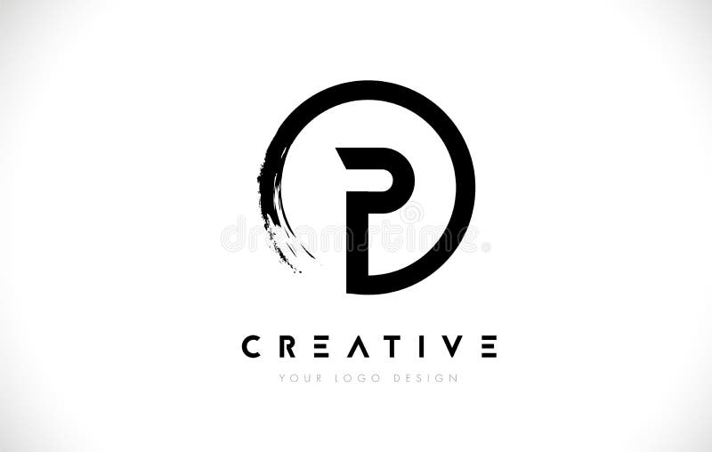 P Letter Logo with Circle Brush Design and White Background Stock ...