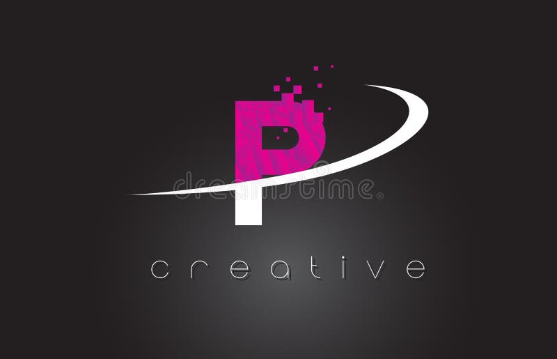P Creative Letters Design with White Pink Colors Stock Vector ...