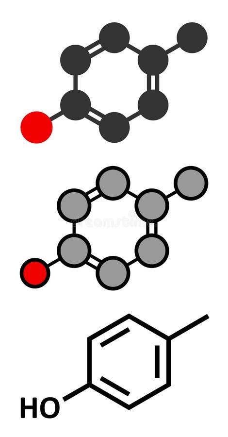 P-cresol (para-cresol, 4-methylphenol) Molecule. Component of Human ...