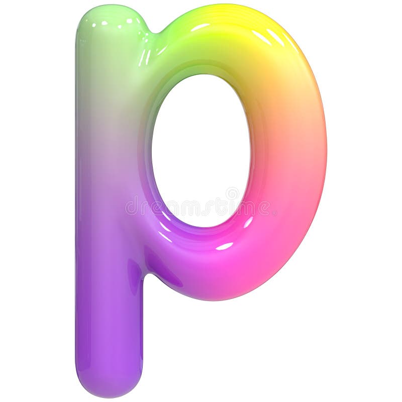 P Font Gradient 3D with White Background Stock Illustration ...