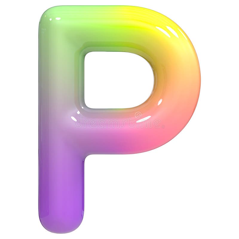 P Font Gradient 3D with White Background Stock Illustration ...